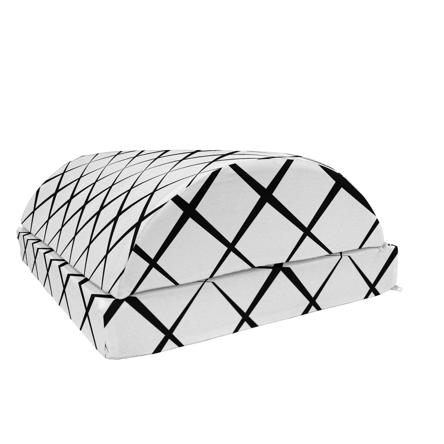 Black and White Foot Rest, Monochrome Pattern with X Shape Intersecting ...