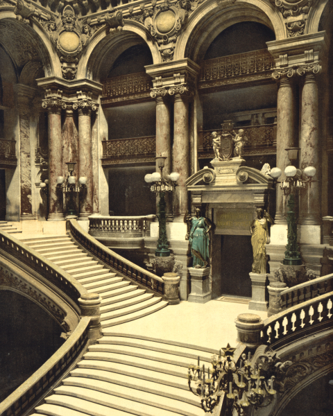 Print: The Opera House, The Grand Staircase, Paris, France, circa 1890 ...