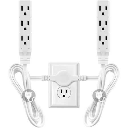 3 Prong 12 FT Twin Extension Cord Power Strip, 6 Feet and 3 Outlet on ...
