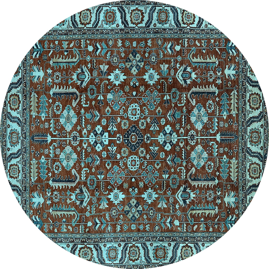 Ahgly Company Indoor Round Oriental Light Blue Industrial Area Rugs, 8 ...