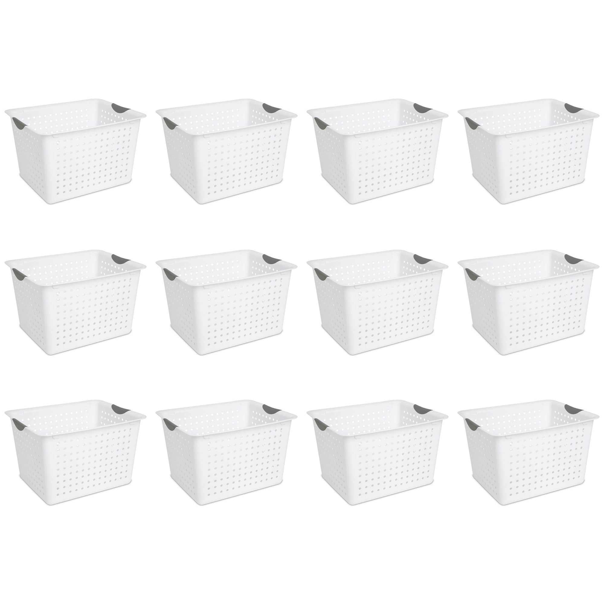 Sterilite Deep Ultra Nesting Plastic Storage Basket Tote, White (12 ...