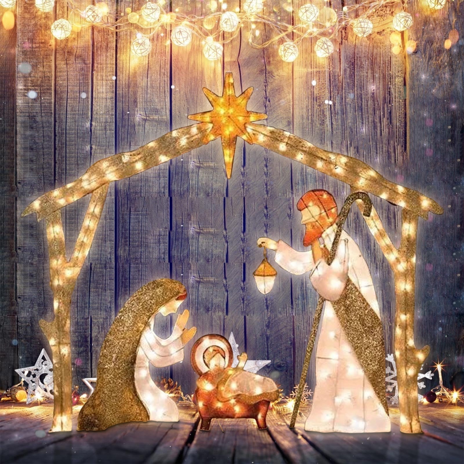 Nacimientos Navideños Outdoor Nativity Set Lighted VINGLI Outdoor ...