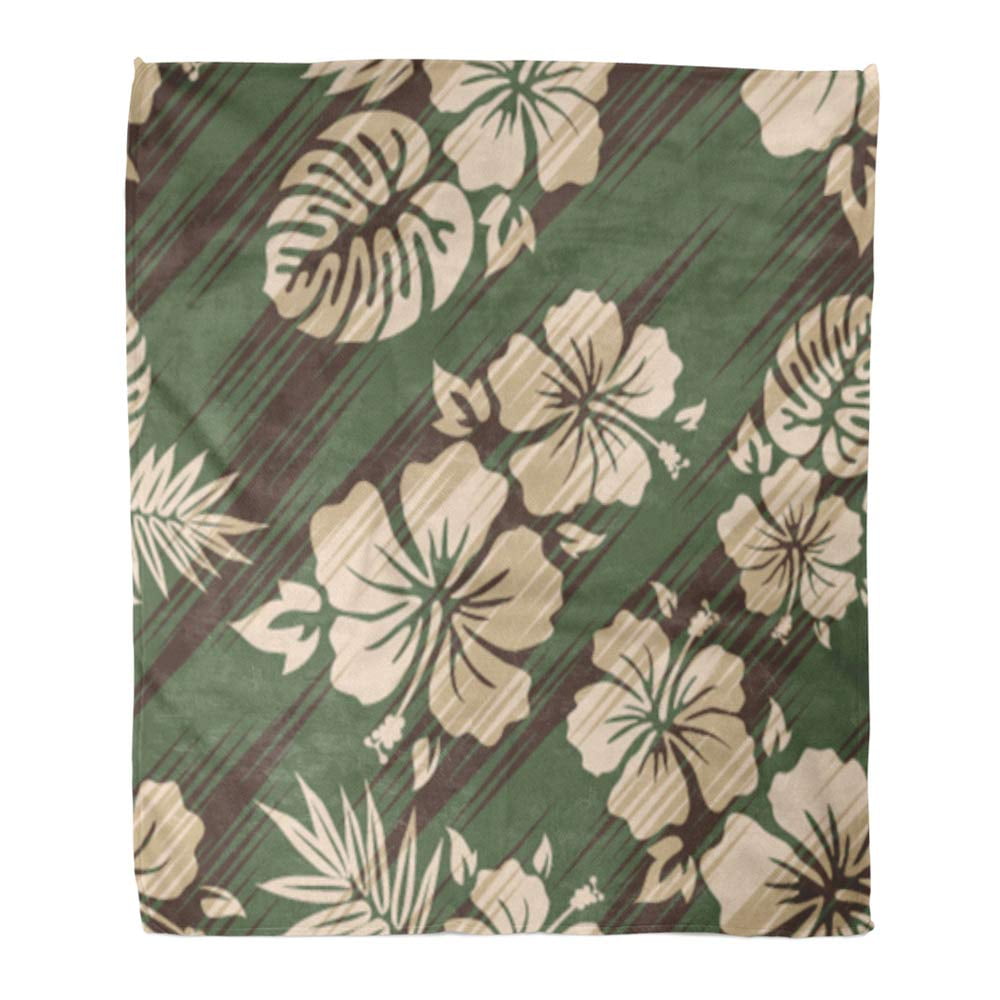 ASHLEIGH Throw Blanket Warm Cozy Print Flannel Aloha Hawaiian Ikat and ...