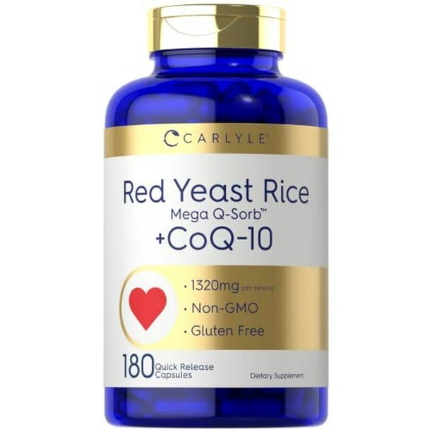 Complemente el arroz de levadura roja Carlyle con CoQ10, 1320 mg, 180 ...