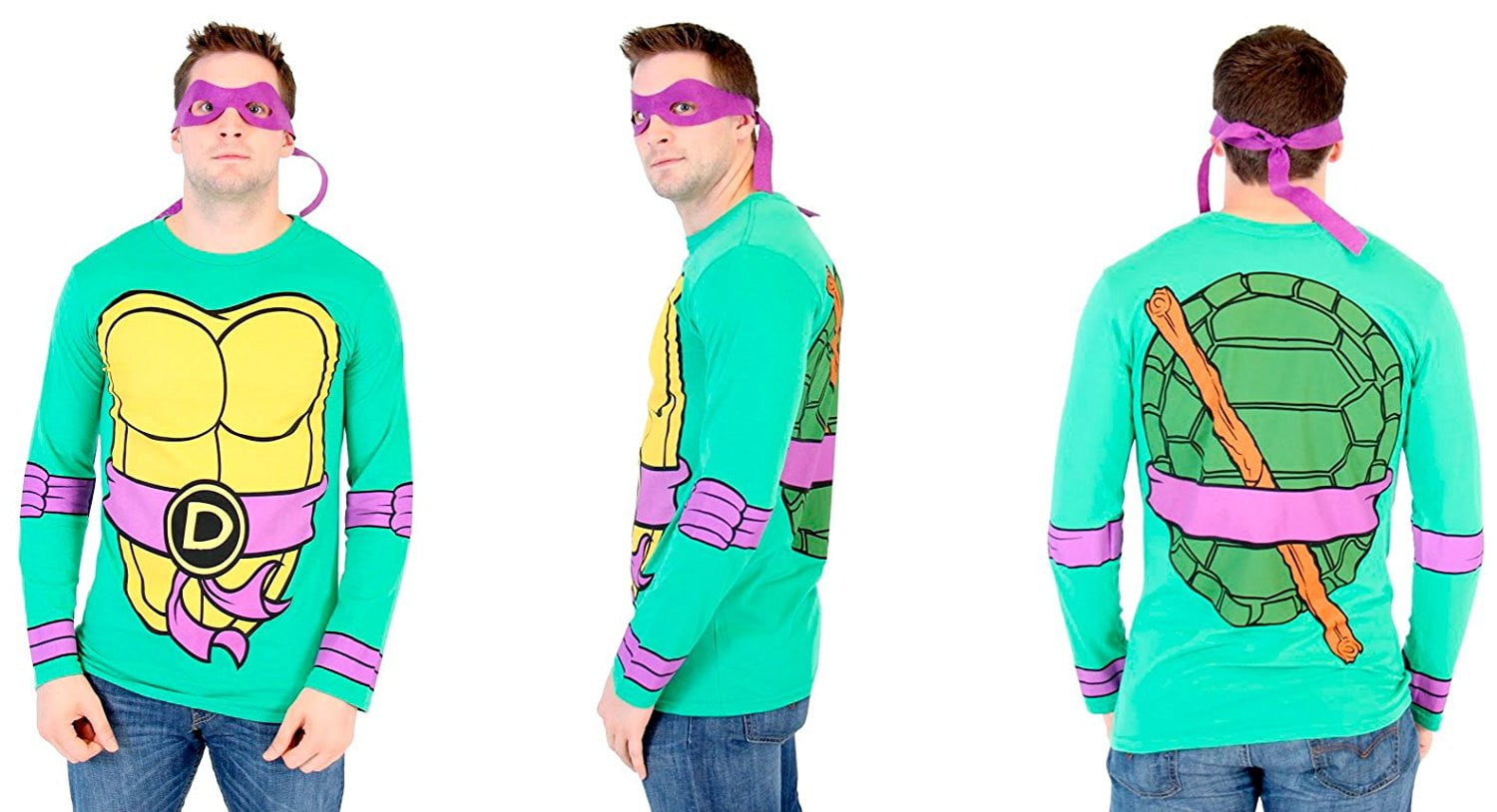 Teenage Mutant Ninja Turtles Long Sleeve Costume Green T-Shirt & Eye ...