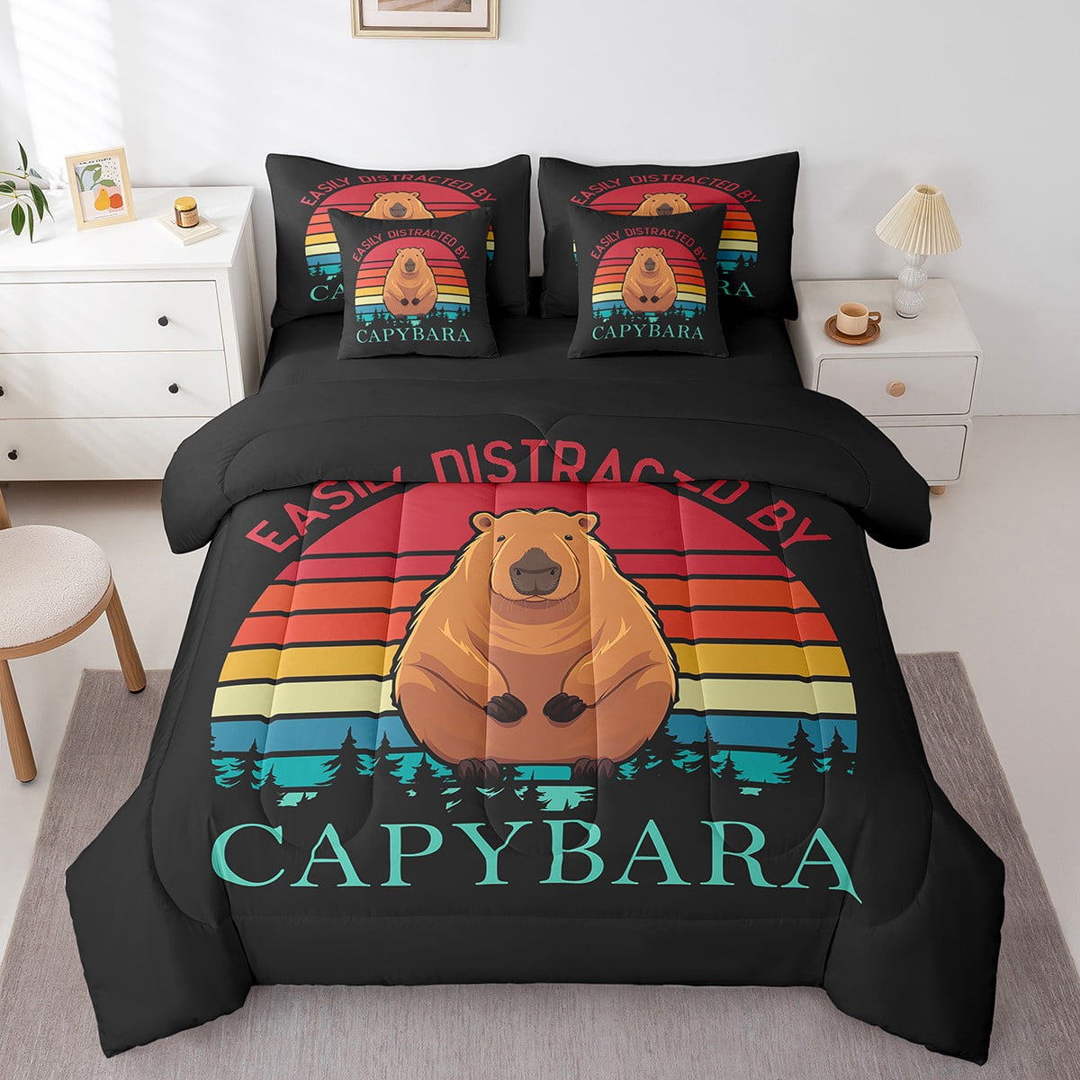 Click here for Yst Capybaras Twin Comforter Set 7 Piece funny Rai... prices