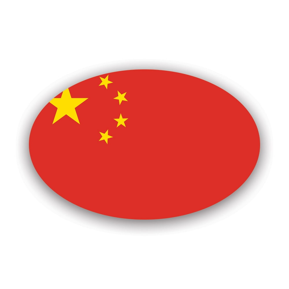 Chinese Oval Flag Sticker Decal - Self Adhesive Vinyl - Weatherproof ...