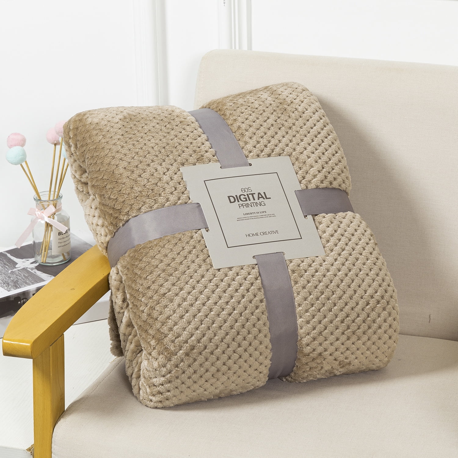 Premium Flannel Fleece Bed Throw Blanket for Sofa Couch | Waffle ...