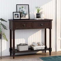 Ktaxon 3-Tier Wooden Console Table, 3 Drawers, Shelves, Retro Gray ...