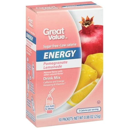 Great Value Energy Drink Mix, Sugar Free Pomegranate Lemonade, 10 Count ...