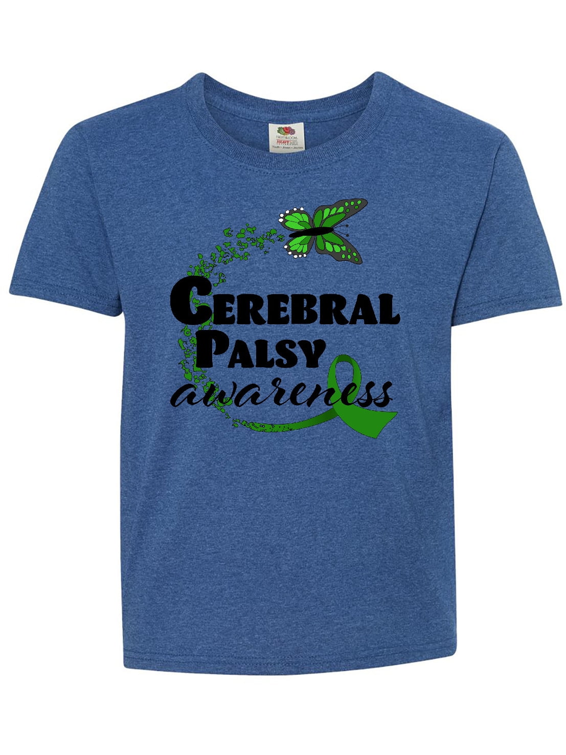 Inktastic Cerebral Palsy Awareness with Green Butterfly and Ribbon Youth T-Shirt - Walmart.com