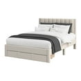 CorLiving Metro Beige Channel Tufted Upholstered Storage Platform Bed ...