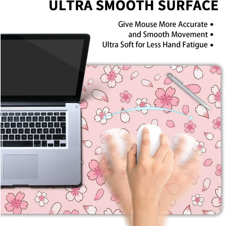Cute Pink Desk Mat Pink Cherry Blossom Gaming Mouse Pad - XL Desk Mat ...