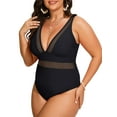 Zenbriele Womens Plus Size One Piece V Neck Swimsuit Mesh Bathing Suits