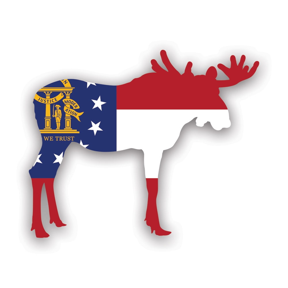 Georgia Moose Shaped Flag Sticker Decal - Self Adhesive Vinyl ...
