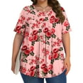 Fantaslook Womens Floral Blouses Plus Size Tunic Tops Short Sleeve Loose Fit Summer Shirts