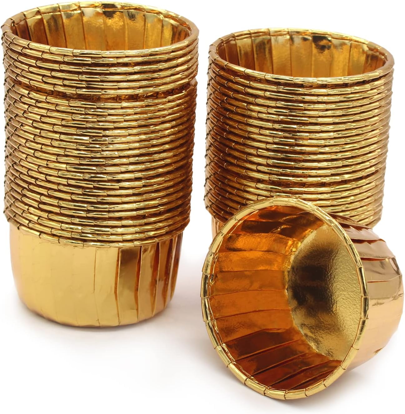 50Pack Gold Foil Cupcake Liners,Standard Muffin Baking Cups,Disposable ...