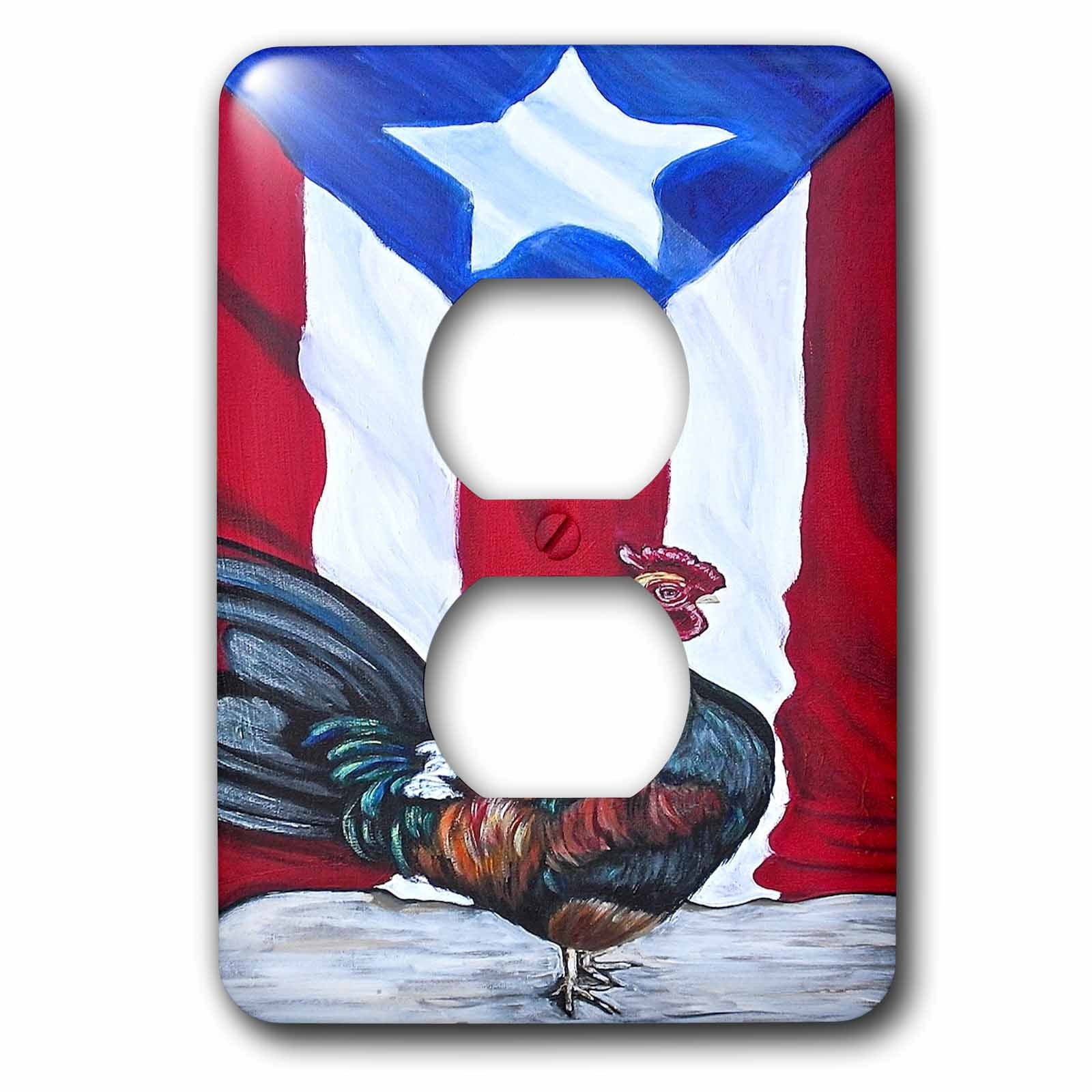 Rooster with Puerto Rican Flag 2 plug outlet cover lsp-186792-6 ...