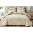 Chezmoi Collection Nora 3-Piece Light Sand Ruffled Edge Trim Microfiber ...