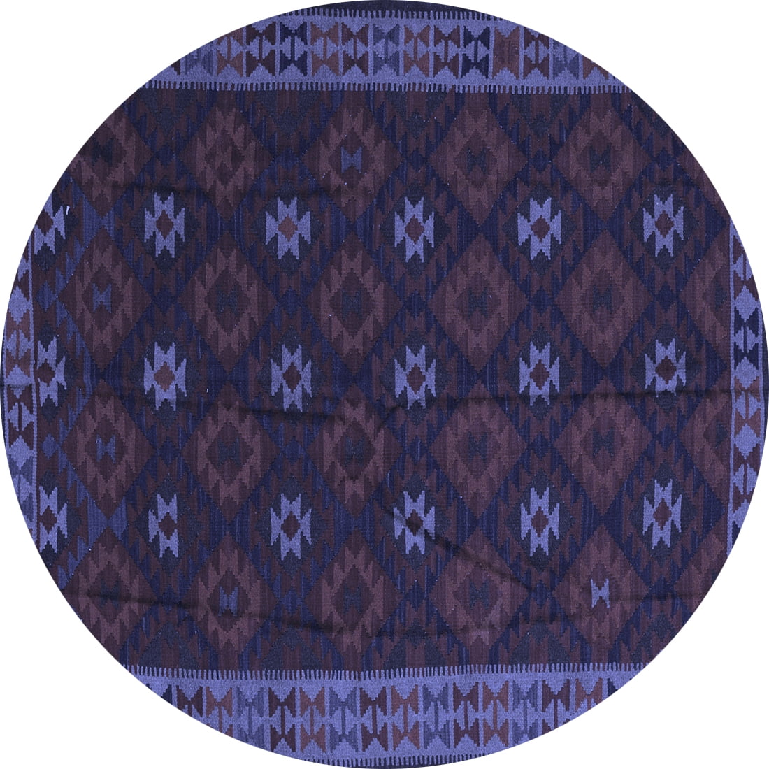 Ahgly Company Indoor Round Southwestern Blue Country Area Rugs, 8 ...