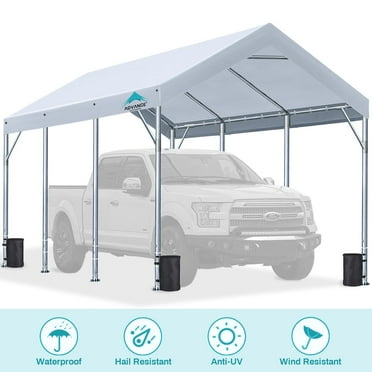 ADVANCE OUTDOOR 12x20 ft Heavy Duty Carport with Roll-up Ventilated ...