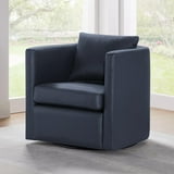 Comfort Pointe Sheldon Midnight Blue Faux Leather Swivel Barrel Chair ...