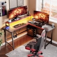 Bestier L-Shaped Gaming Desk 57 Inch Corner Computer Desk with LED ...