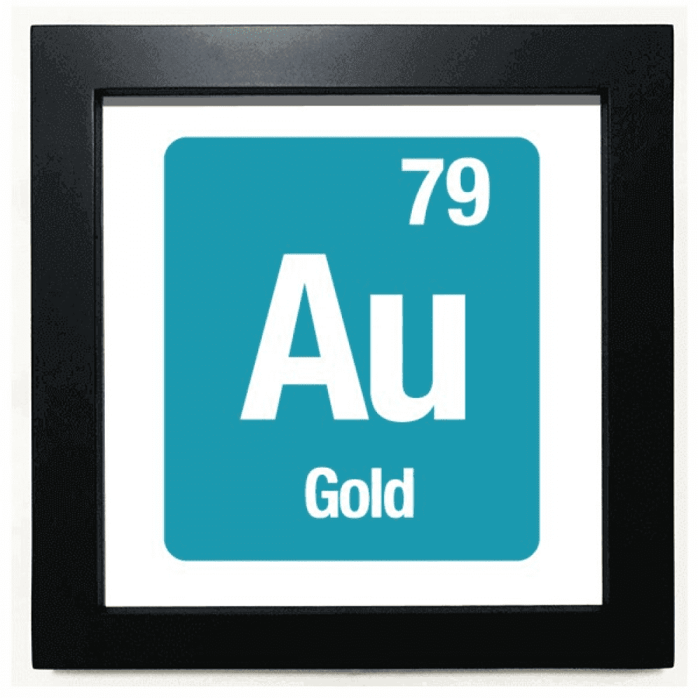 Au oro elemento químico ciencia Mesa de pared con marco cuadrado negro ...