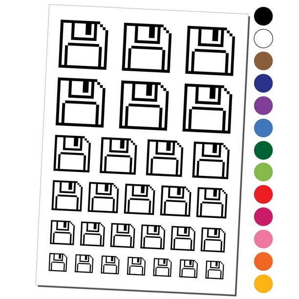 Pixel Save Floppy Disk Icon Water Resistant Temporary Tattoo Set Fake ...