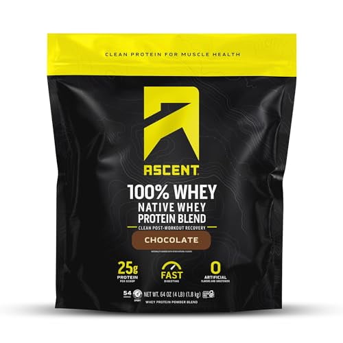 Ascent 100% Whey Protein Powder - Post Workout Whey Protein Isolate ...