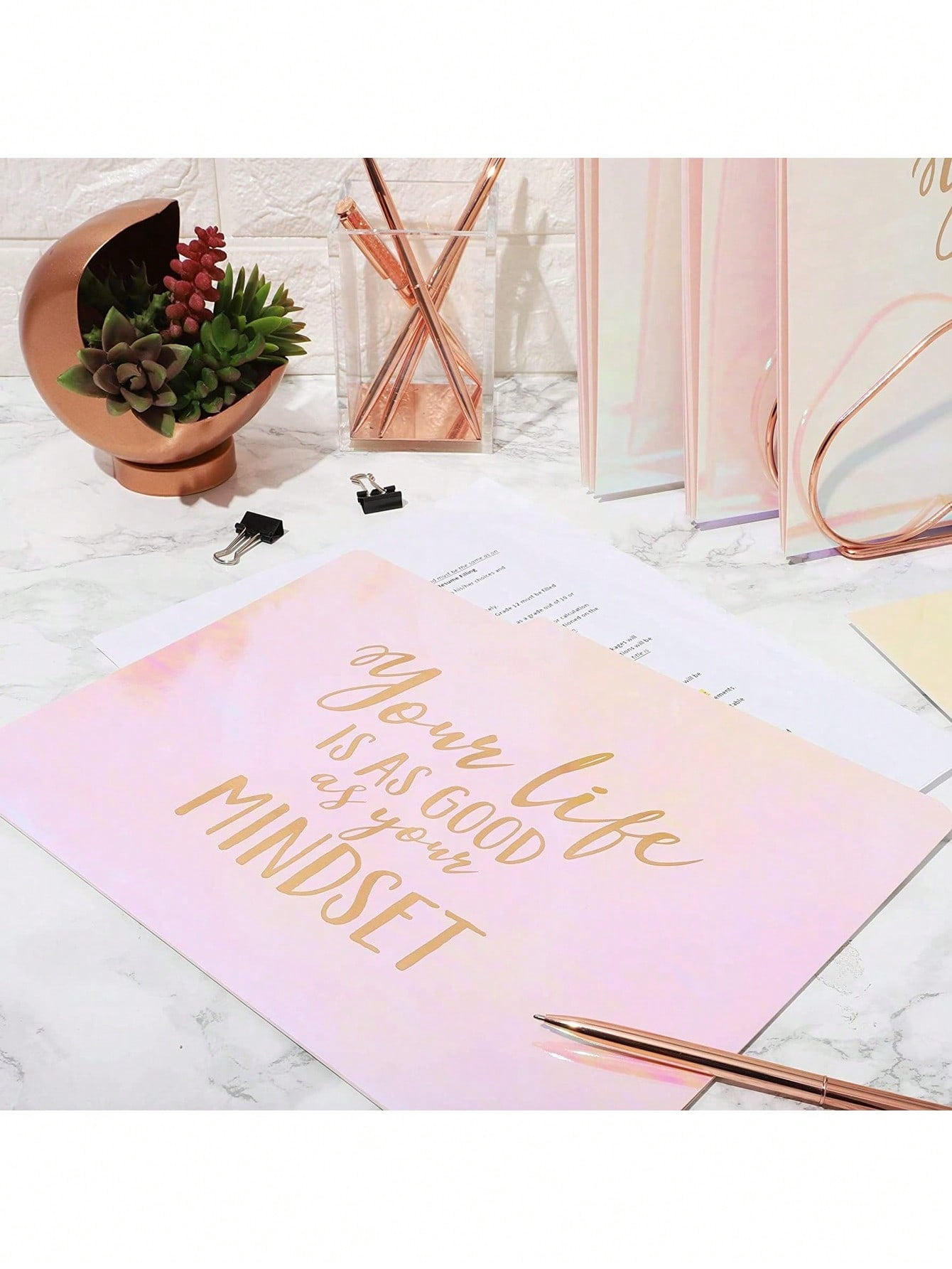 12 Pack Motivational Iridescent Decorative File Folders Emboss Rose ...