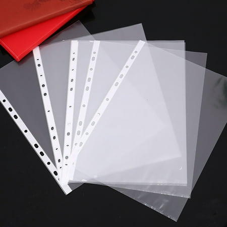 LeKing 100pcs Ultra Thin A4 Plastic 11-Hole Loose Leaf Transparent ...