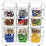 Storex Metal Storage Rack for Kids with 12 Plastic Cubby Bins, Clear ...