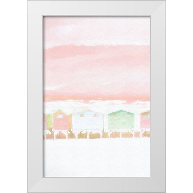 Fay, Mela 11x14 White Modern Wood Framed Museum Art Print Titled - Pink Coastal Shacks I ...