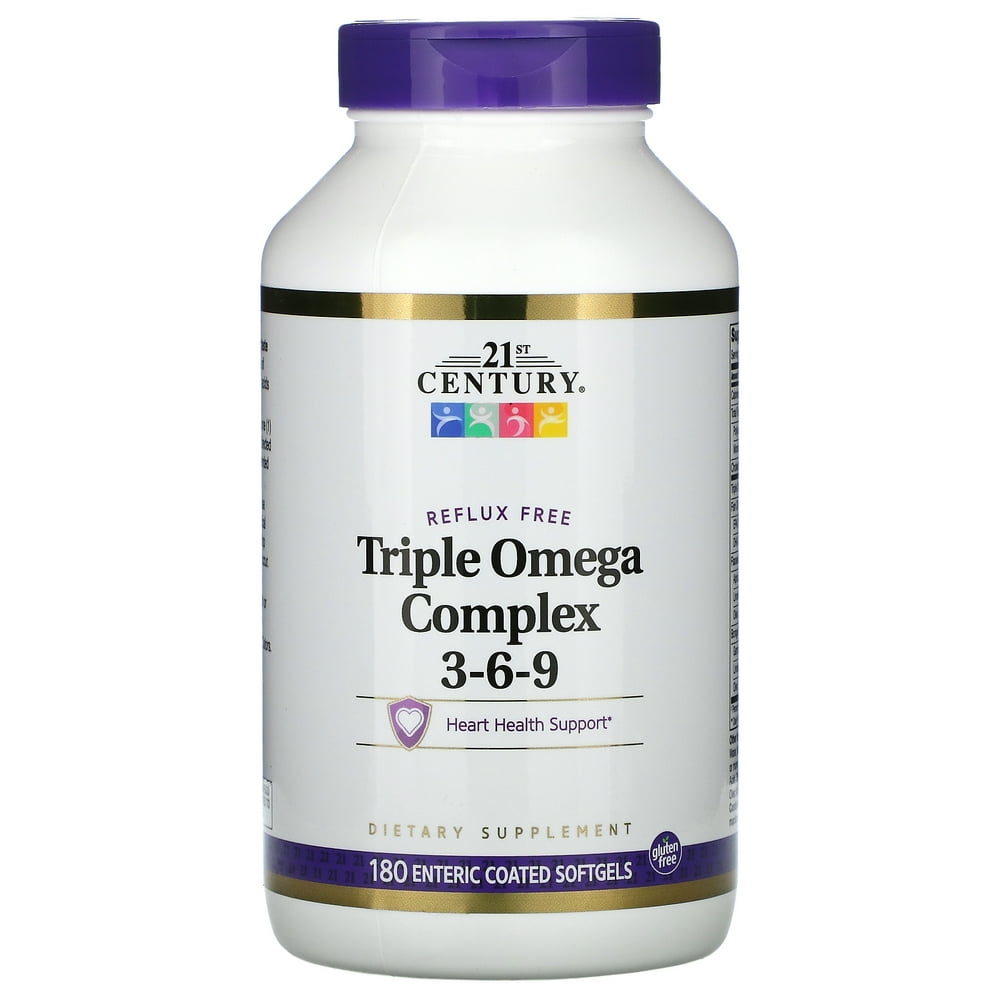 21st Century Enteric Coated Triple Omega Complex, Omega-3-6-9, Reflux ...