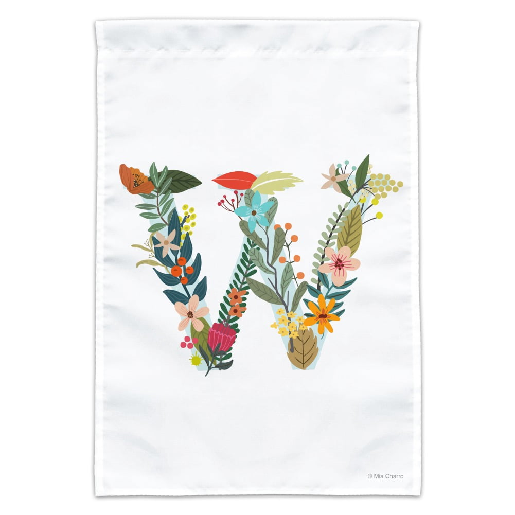 Letter W Floral Monogram Initial Garden Yard Flag - Walmart.com