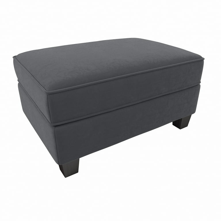 Black Microfiber Storage Ottoman