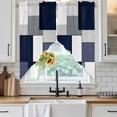 Blue Grey Patchwork Swag Valances for Windows 36 inches Long, Abstract ...