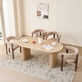 71" Large Dining Table Set for 4, Rounded Corners Farmhouse Modern ...