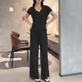 Asgosdo Women Two Piece Pajamas Sets Plus Size V Neck Short Sleeve T ...