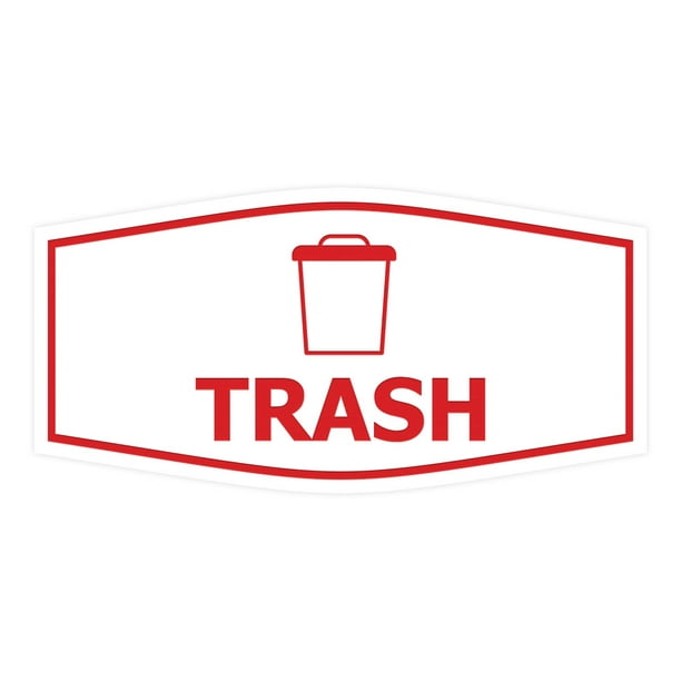 Fancy Trash Sign (White/Red) - Large - Walmart.com