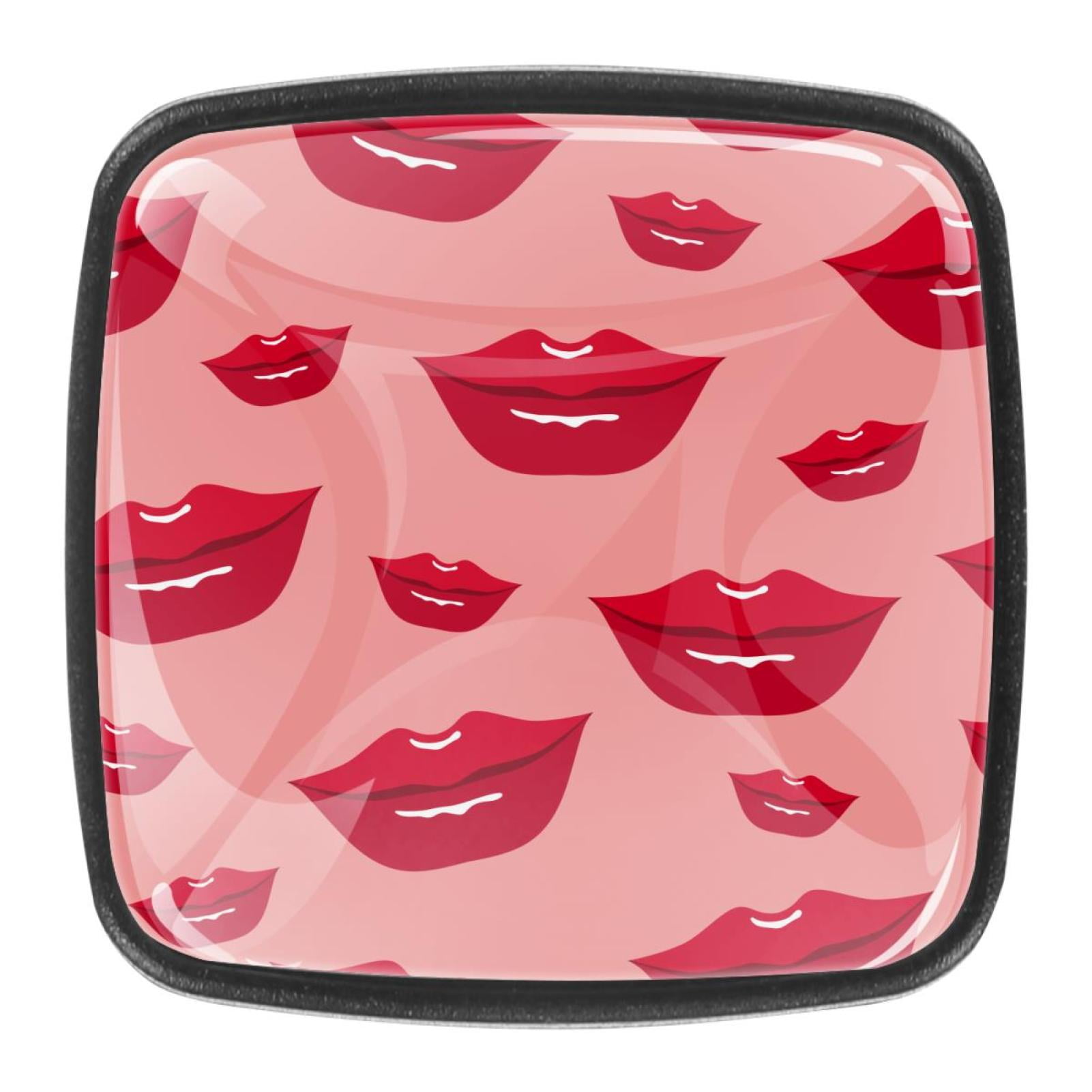 4 Pcs Square Cabinet Handle Cupboard Knob Drawer Pulls Handle Red Lips ...