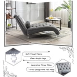 KINFFICT Modern Velvet Chaise Lounge Chair with Acrylic Legs for ...