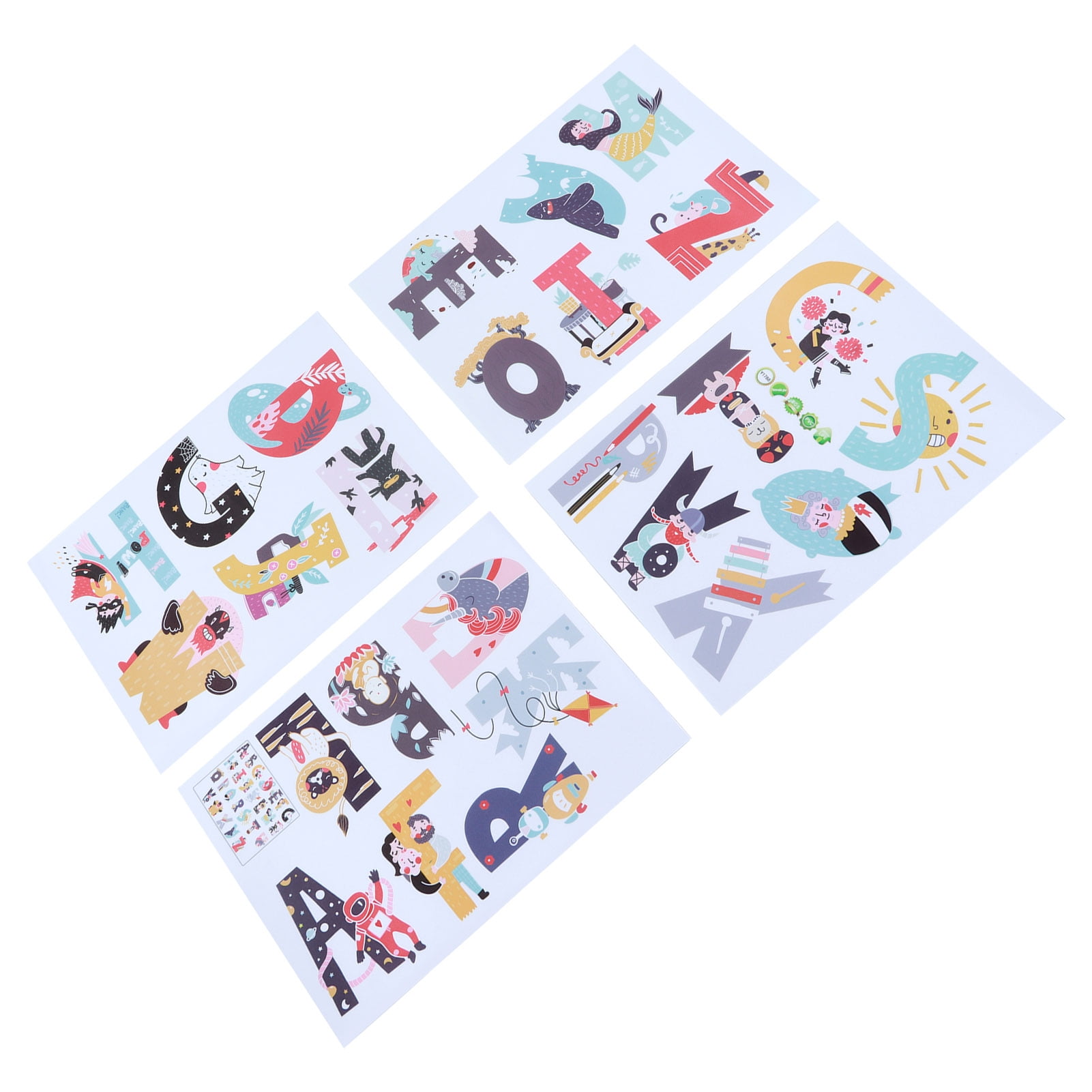 Fyydes 4Pcs ABC Stickers Alphabet Decals 26 English Alphabet Cartoon ...