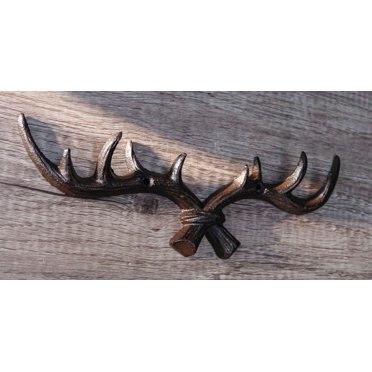 Cast Iron Rustic 10 Point Stag Deer Antlers Rack Wall Plaque 11"L ...