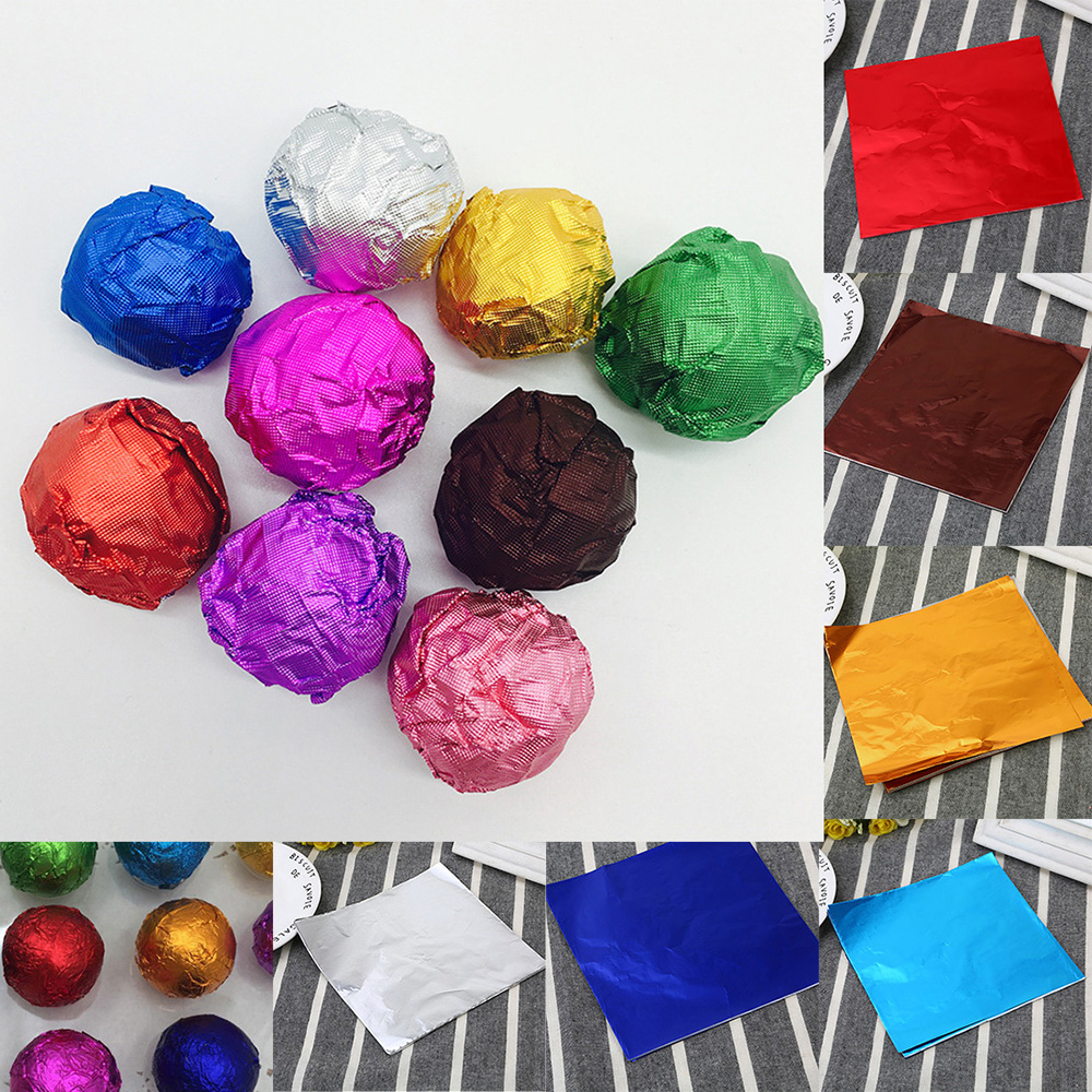 SEARCHI 100Pcs 10 Colors Aluminum Foil Wrapper Chocolate Candy Wrapping ...