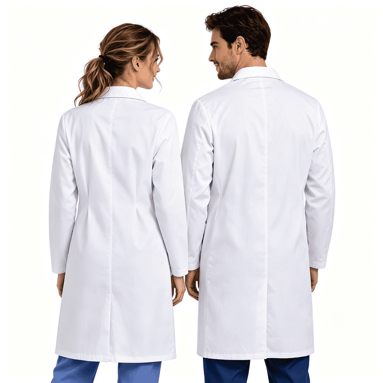 UDAUDU White Lab Coat for Men Women with Pockets Medical Coat Long ...