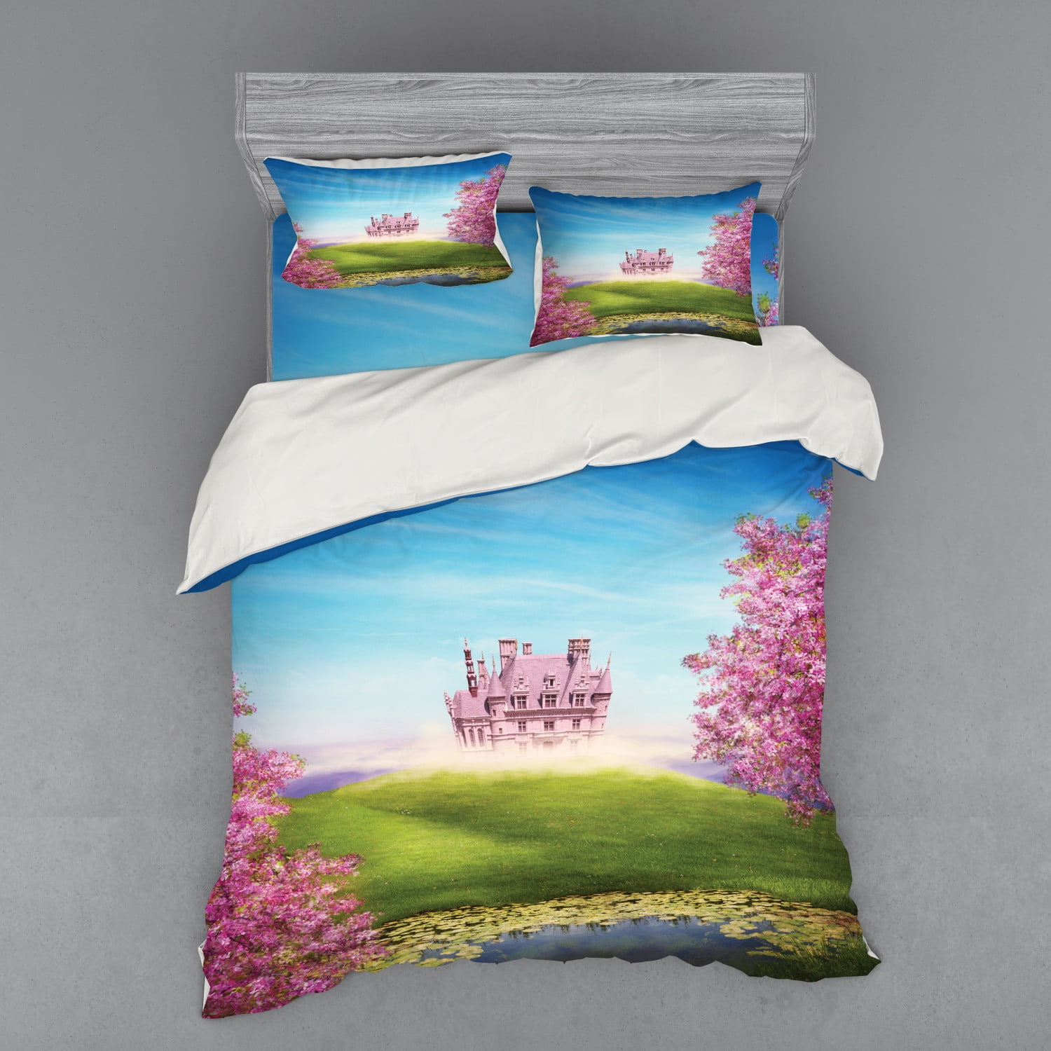 Princess Duvet Cover Set, Fairy Tale Landscape with Castle Cheery ...