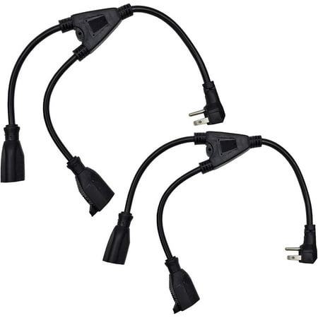 Y-Splitter Short Power Extension Cord 1 to 2 Power Cable with 3 Prong ...