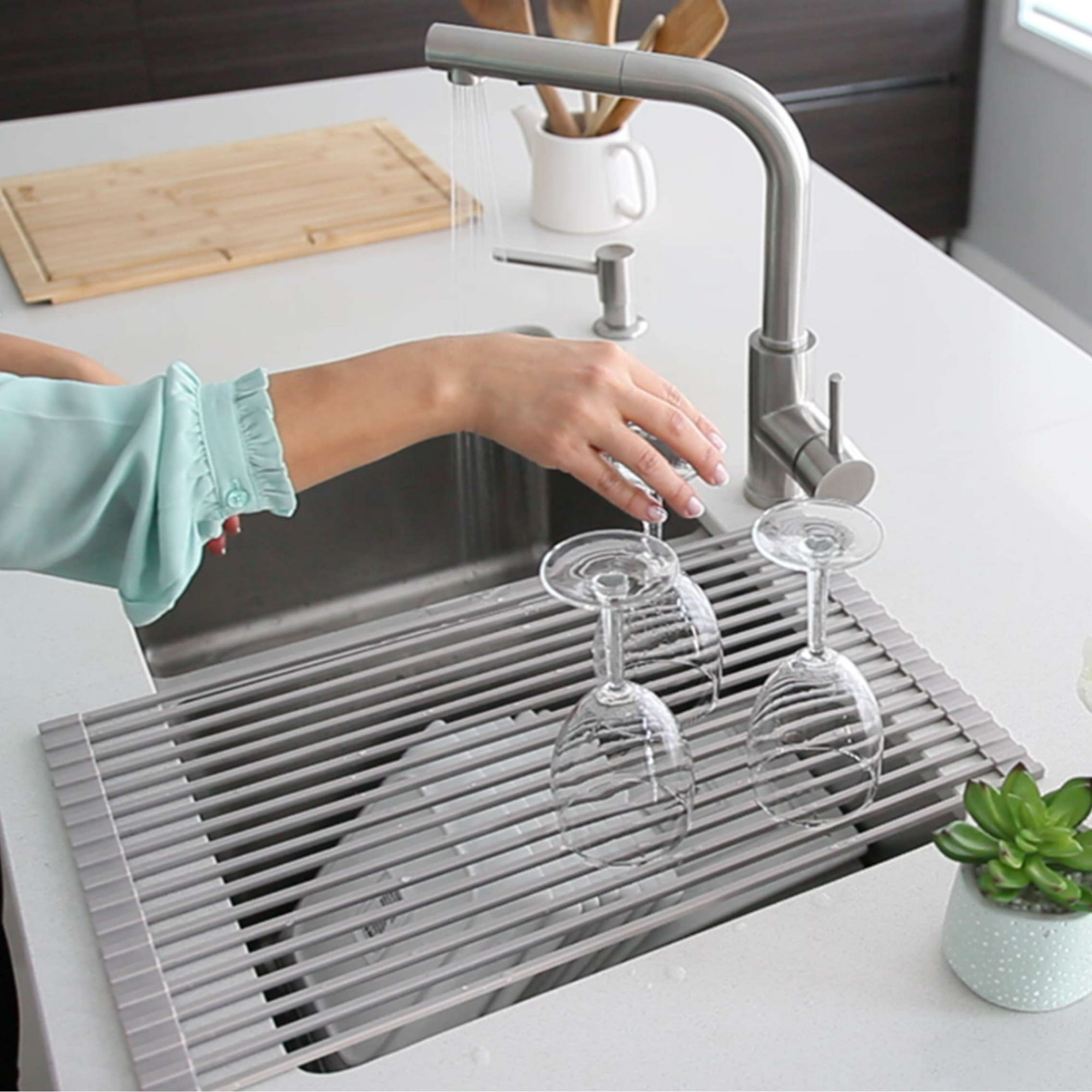 Click here for Stylish 20 ½ Light Grey Over The Sink Roll-Up Dryi... prices